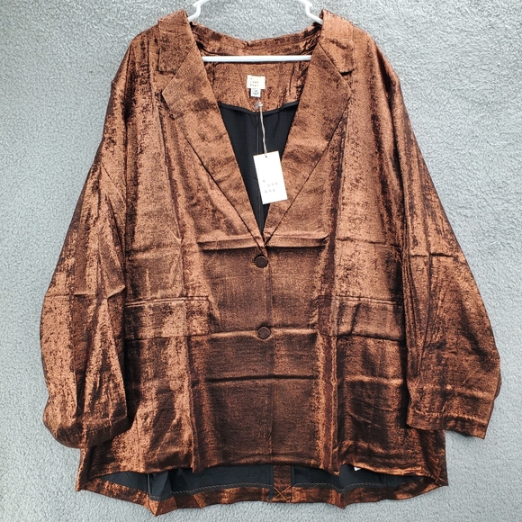 a new day | Jackets & Coats | A New Day Metallic Blazer Womens Copper ...
